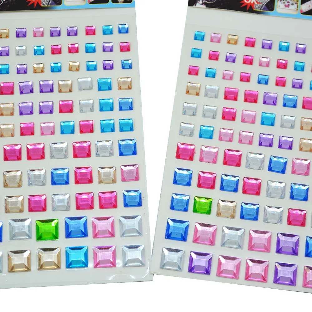 3D square Faced acrylic sticker mix color mix size stickers for ...