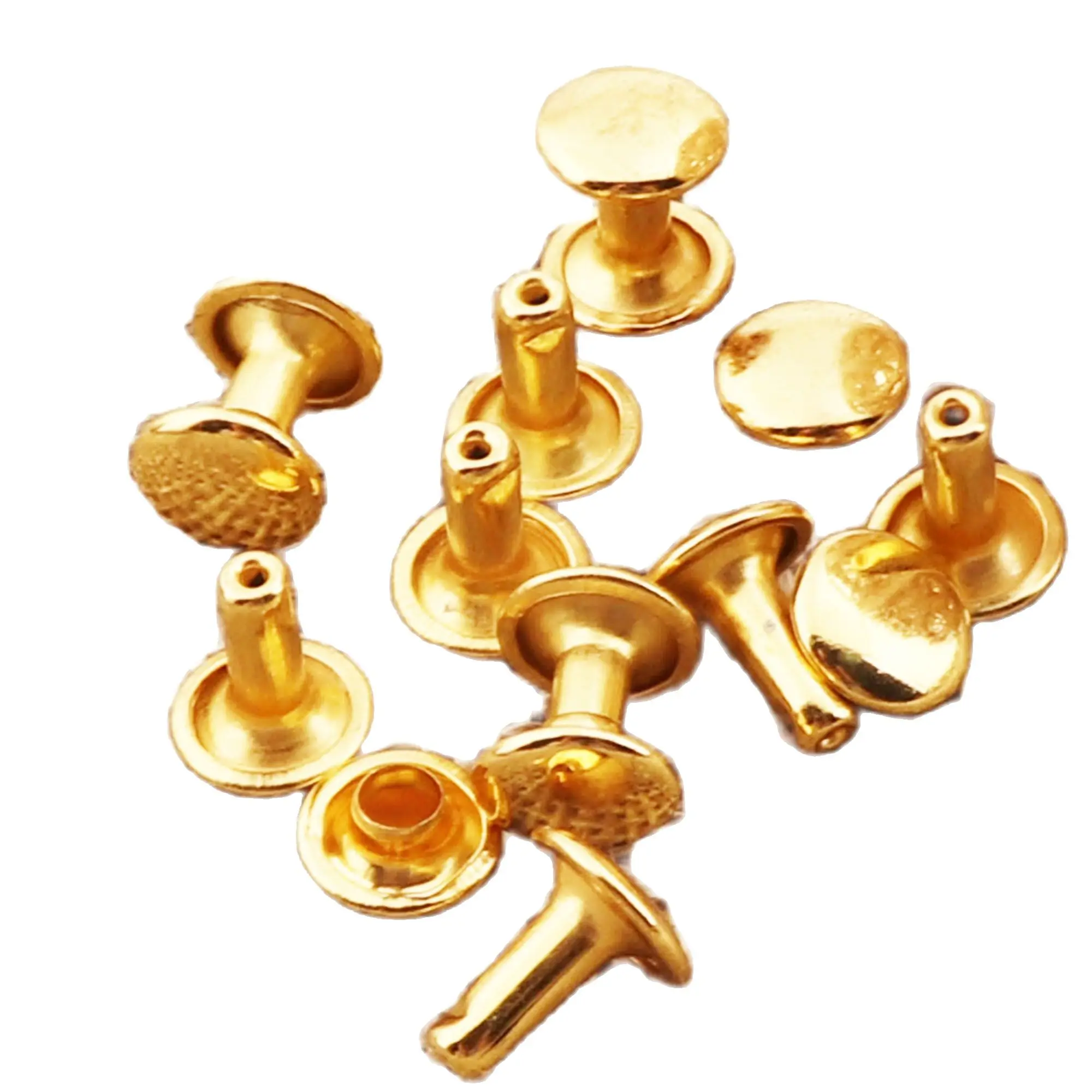 100 Sets Gold Double Cap Rivets Studs Leather Craft Fastener Snaps ...