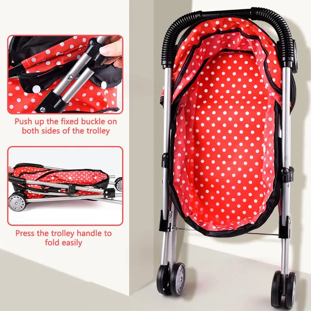 Foldable Doll Trolley Toy Simulated Stroller For Indoor Outdoor Use ...