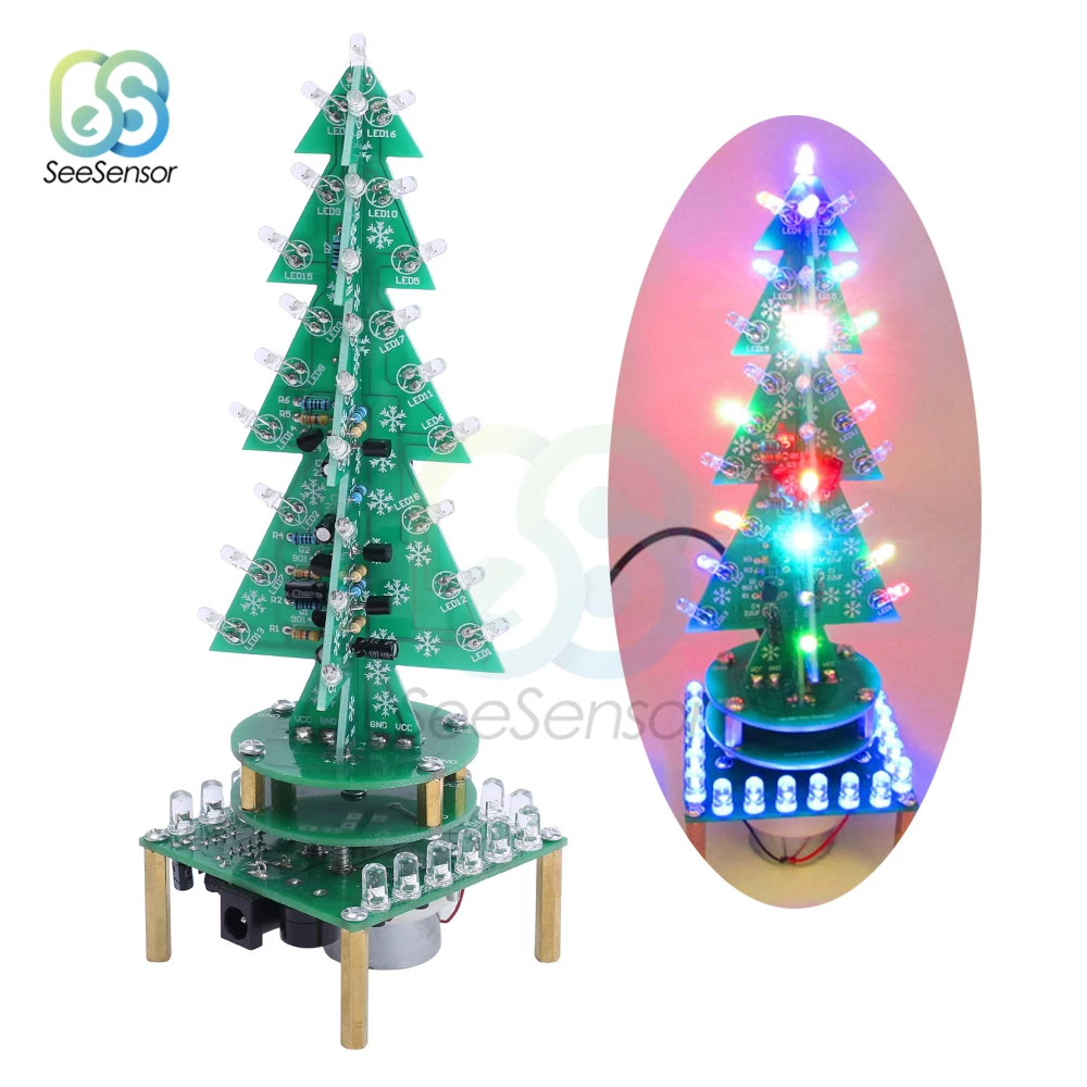 Colorful-Rotating-Music-Three-Dimensional-3D-Christmas-Tree-LED-DIY-Kit ...
