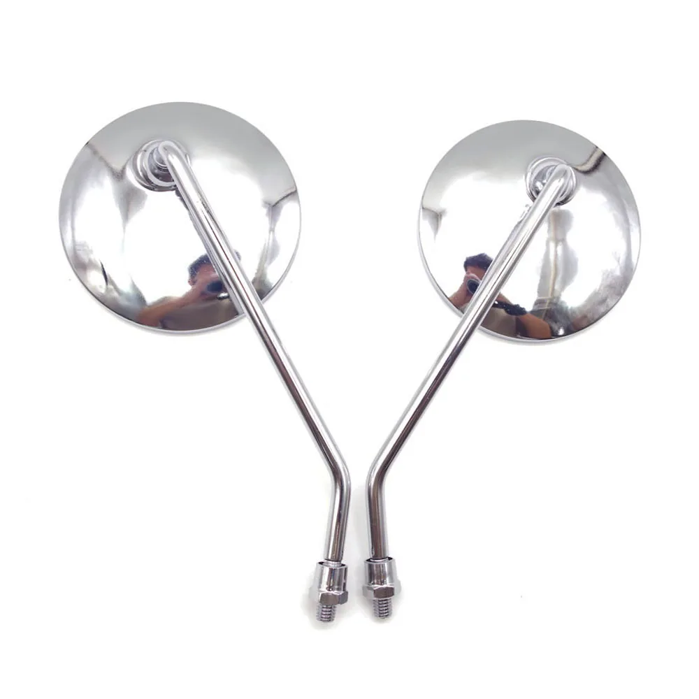 Universal 8 10mm motorcycle Rearview mirrors Scooter chrome round Side ...