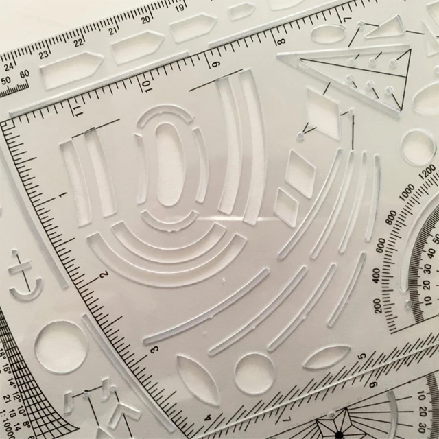 Műszaki Katonai Rajz Sablon Rajzoló Vonalzó Mérő Szerszám ...