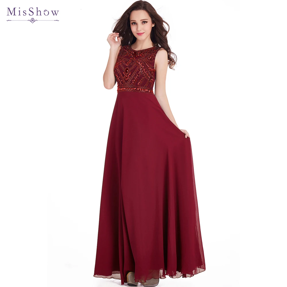 In-Stock-Robe-de-Soiree-Beaded-Burgundy-Long-Evening-Dresses-Women ...