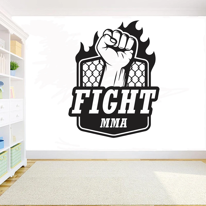 Wall Décor MMA Fighters High Kick Wall Sticker Extreme Fight Sport Vinyl Decal Home Interior ...