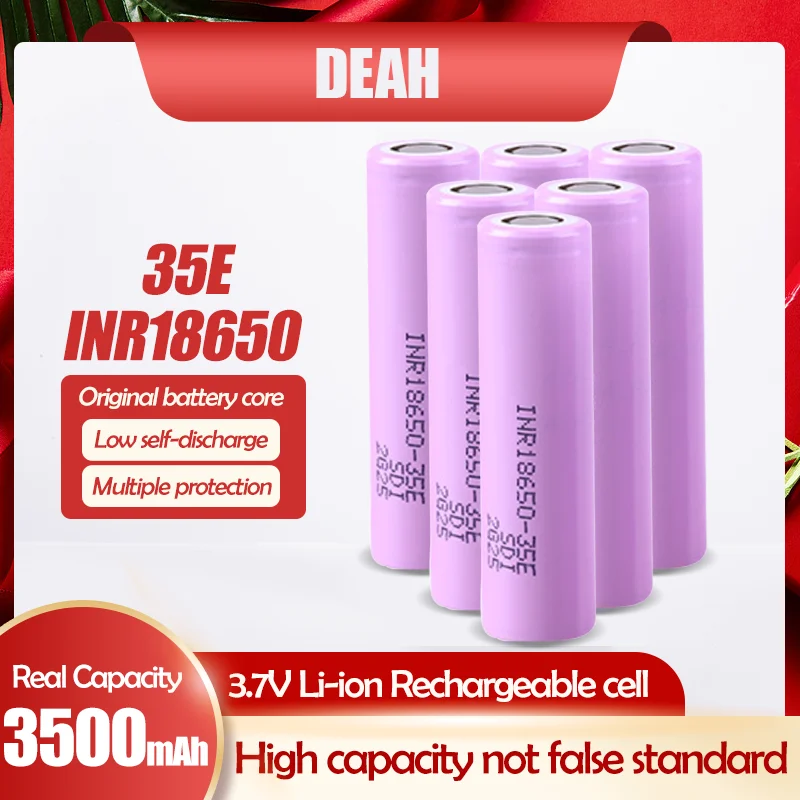 100-Original-INR18650-35E-3-7V-18650-3500mAh-Lithium-Rechargeable-Battery-25A-Discharge ...