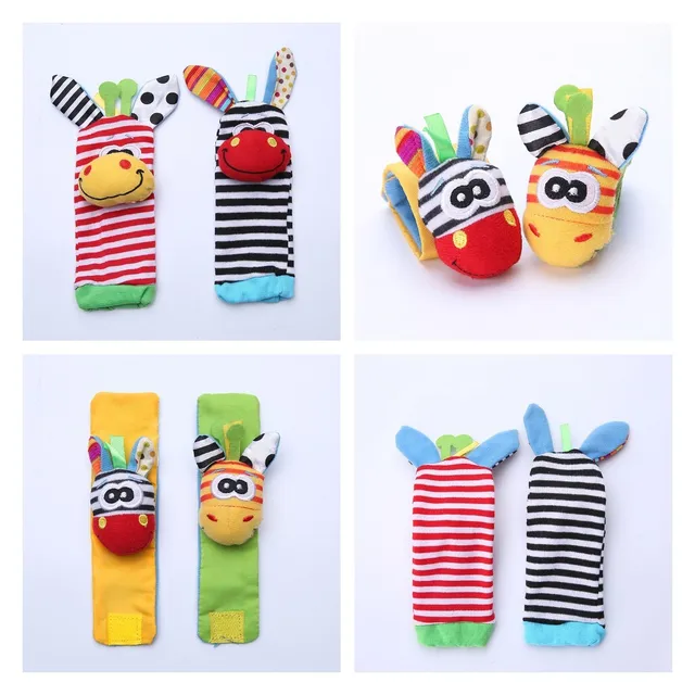 0~24 Months Baby Rattles Soft Plush Toys Foot Wrist Rattle Set Cartoon ...