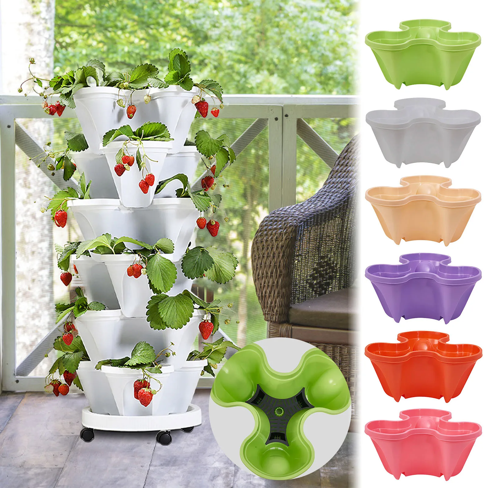 3pc Flower Pots Three dimensional Three petal Flower Pot Strawberry Pot ...