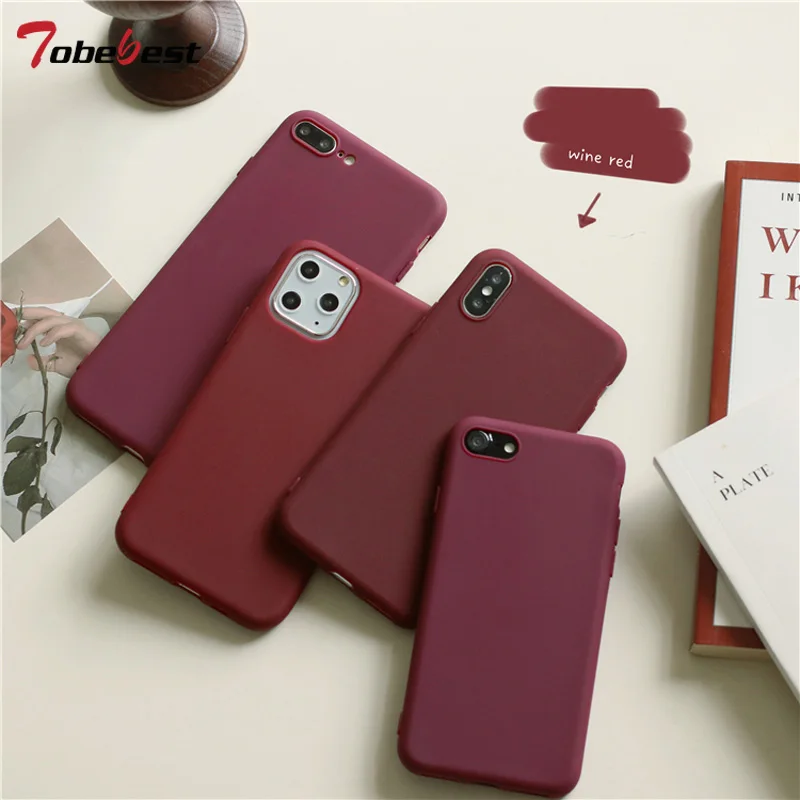 Wine Red Matte Phone Case For Iphone 13 12 11 Pro Xs Max Xr X 8 7 6s 6 ...