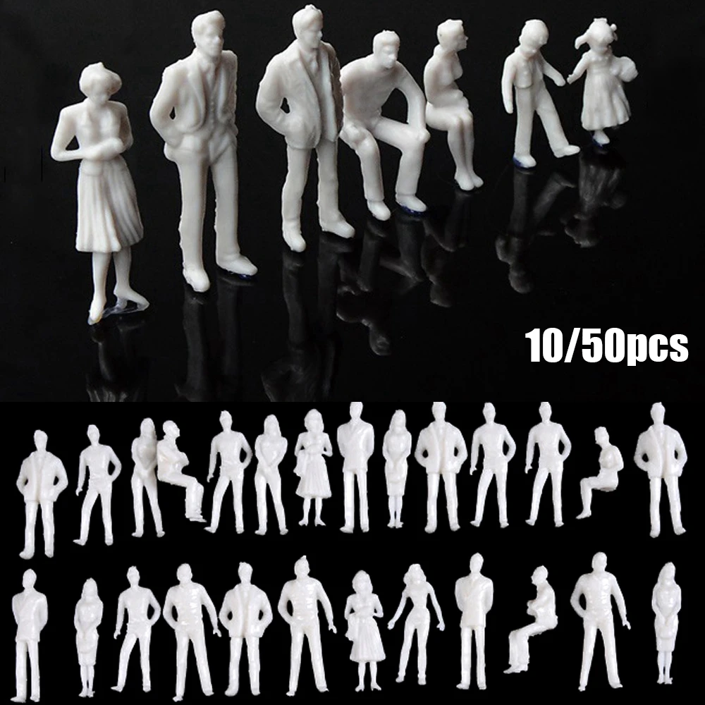 10/50Pcs/Pack 1:50/75/100/150/200 Scale Model Miniature White Figures ...