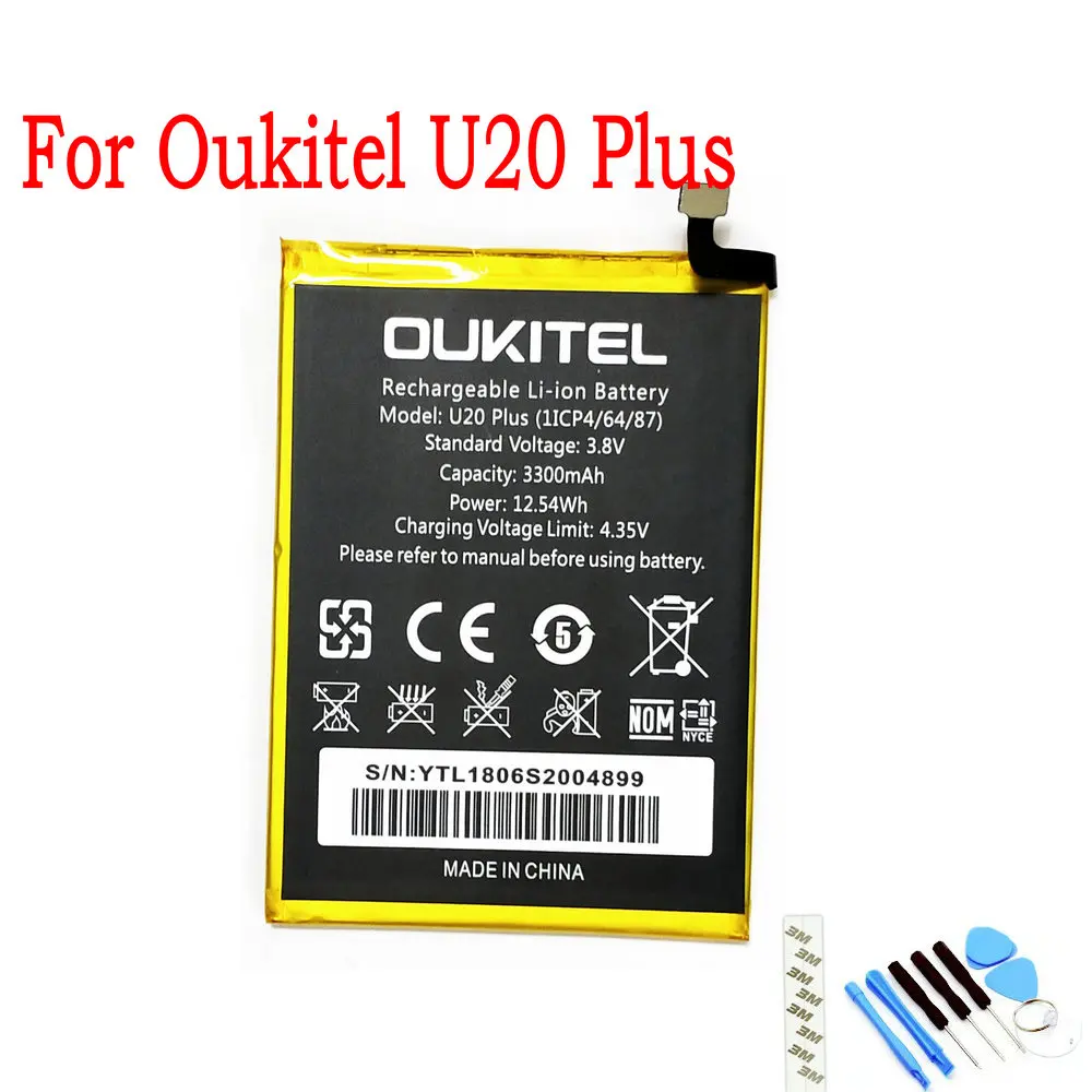 Nova alta qualidade 3300mah bateria para oukitel u20 plus telefone ...