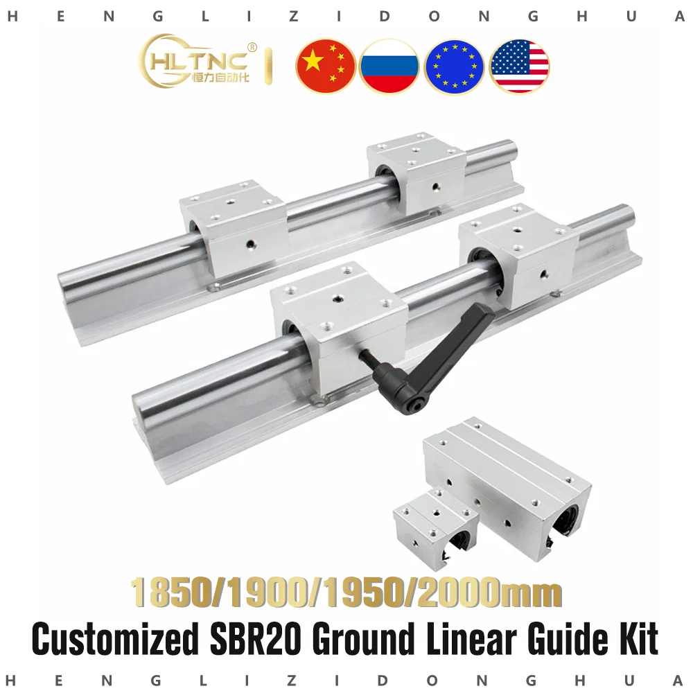 2PC SBR20 1850mm 1900mm 1950mm 2000mm Fully Supported Round Linear Guide Rail With Linear Bering ...
