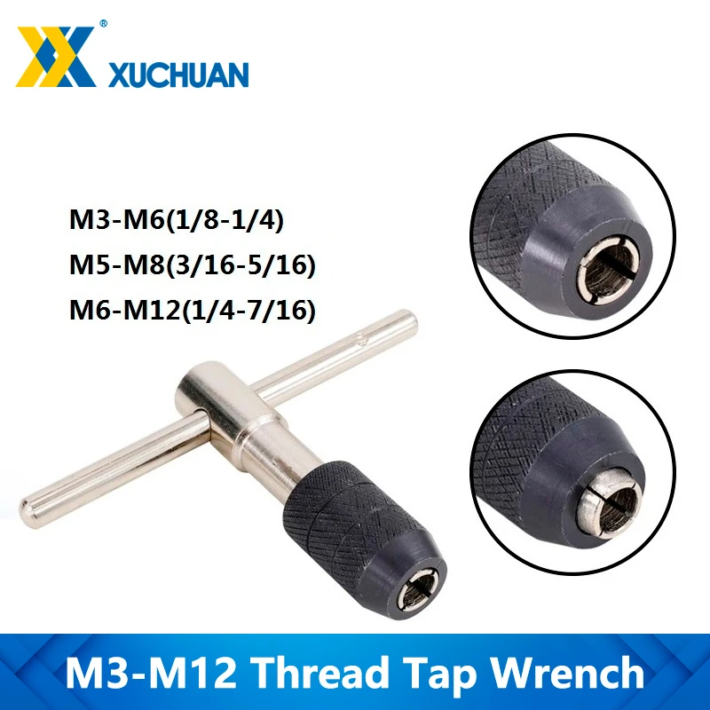 T Type Tap Wrench Holder M3 M12 Tapping Tool Hand Tap Adjustable Holder Screw Thread Wrench ...