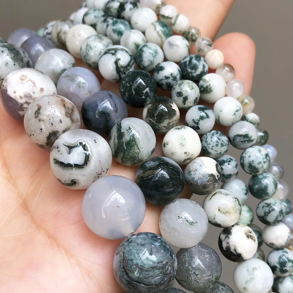 Natural Stone Tree Agates Onyx Spacer Beads Smooth Round Loose Beads ...