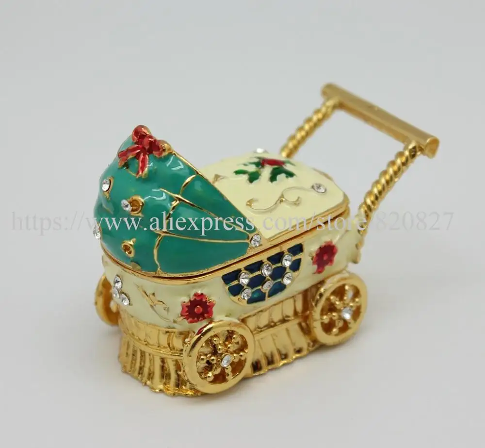 Small-Baby-Carriage-Stroller-Decorative-Rhinestones-Hinged-Jewelry-Box ...