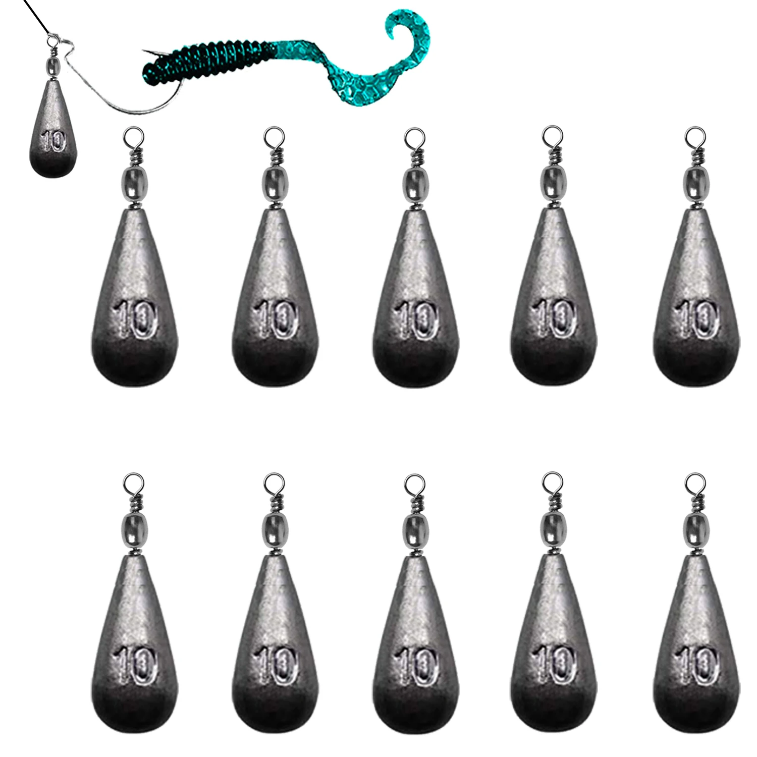 10pcs-lot-Drop-Shot-Fishing-Sinker-3g-7g-10g-15g-20g-Fishing-Swivel ...