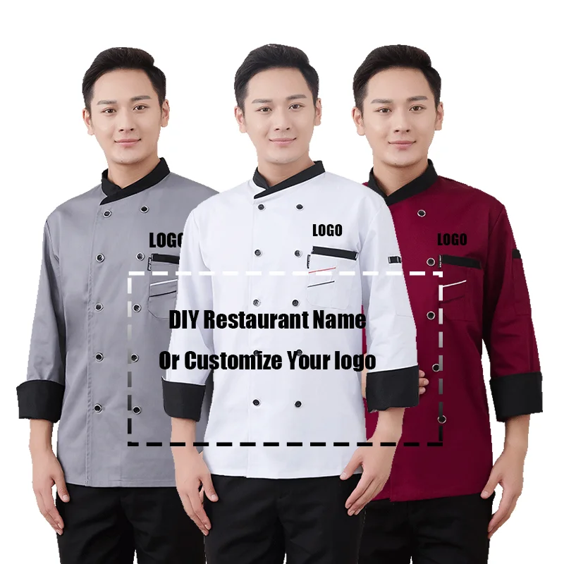 Custom Logo Chef Jacket Catering Autumn Tunic Work Wear Clothes Hat ...