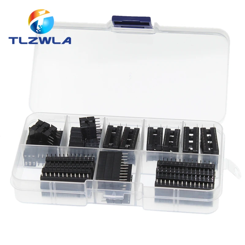 66pcs DIP IC Sockets Adaptor Solder Type Socket Kit 6,8,14,16,18,20,24 ...