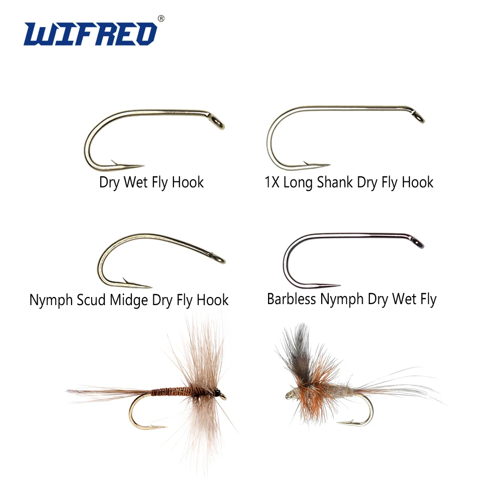 Wifreo 500pcs #8~#22 Dry Wet Fly Tying Hook Nymph Pupae Caddis Scud Midge Flies Fishing Hook ...