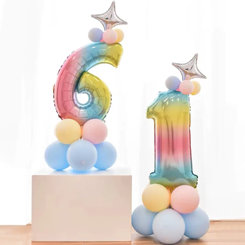 32inch Rainbow Number Balloons Foil Balloons set Birthday Party ...