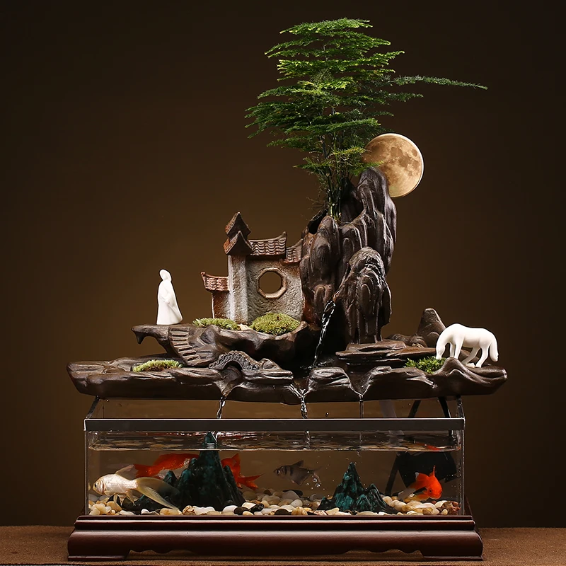 rockery-flowing-water-water-fountain-indoor-Small-fish-tank-landscape ...