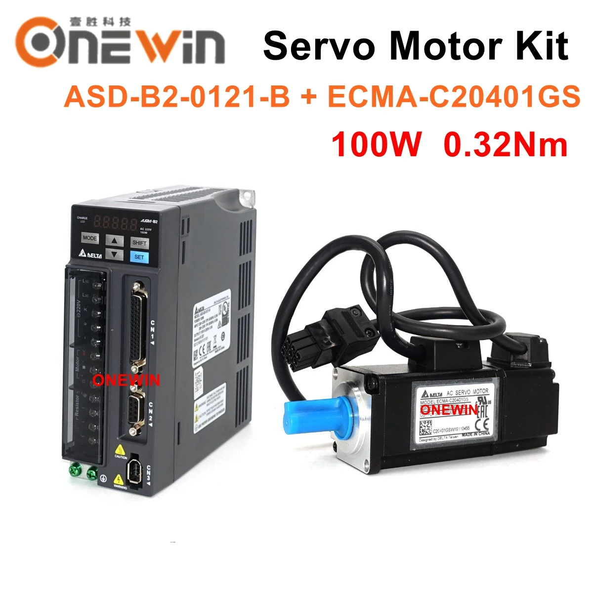 Delta-100W-AC-servo-motor-drive-kit-ECMA-C20401GS-and-ASD-B2-0121-B-0 ...