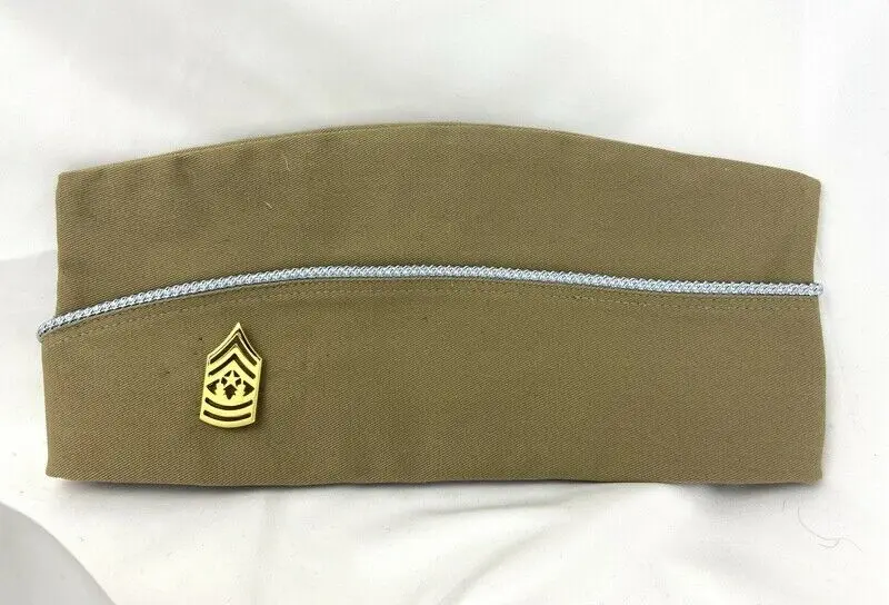 WW2 US ARMY KHAKI GARRISON CAP &USMC MARINE CORPS SERGEANT MAJOR RANK ...