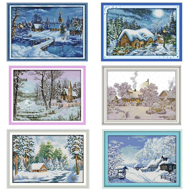 Winter Cabin Series Counted Cross Stitch Kits 14ct 11ct Embroidery Set ...