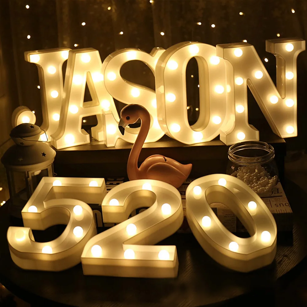1PC Luminous & Numbers Night LED Light Home Decor Creative 26 English ...