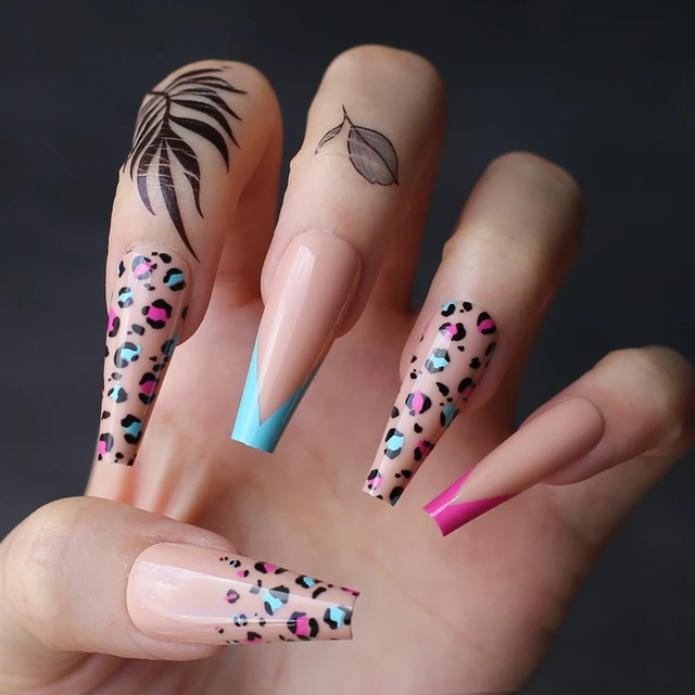 Colorful Cheetah Acrylic Nail Designs