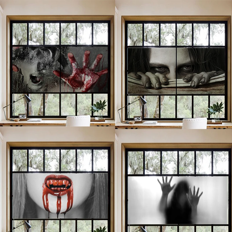 Scary 3d Horrify Print Privacy Window Film Stain Glass Sticker Pvc ...