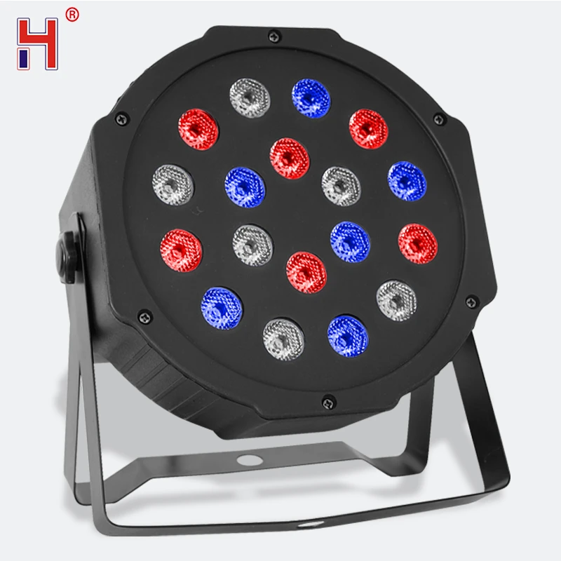 Led Flat Par 18x3w Dmx Rgb Wash Stage Lighting Dmx-512 Strobe Sound ...