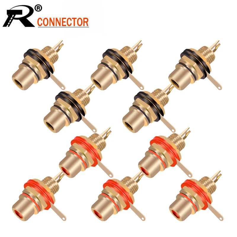 10pcs/lot RCA Connector Gold Plated Female Jack Socket Solder Wire ...