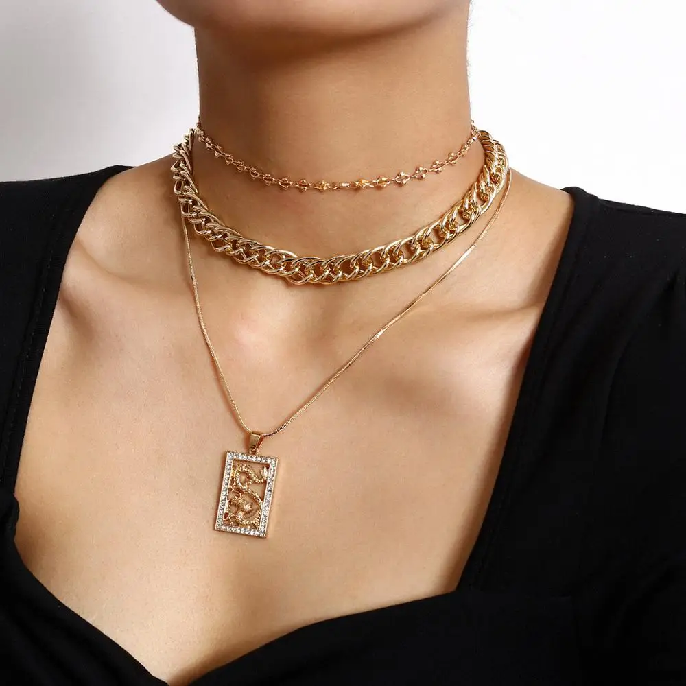 Gargantilla de cadena multicapa estilo Punk HC, joyería cubana de ...