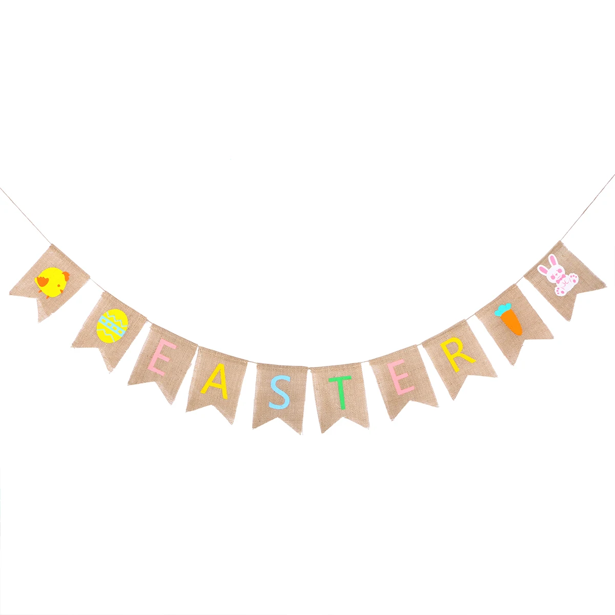 Banderín de Pascua de 2,8 metros con conejo de colores, arpillera ...