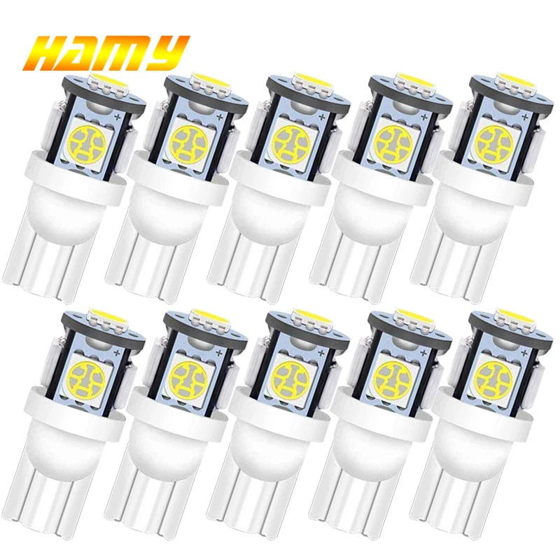 10 Pcs Car Led Bulb 5w5 T10 W5w Led Signal Light 12v 5050 5smd 6500k ...