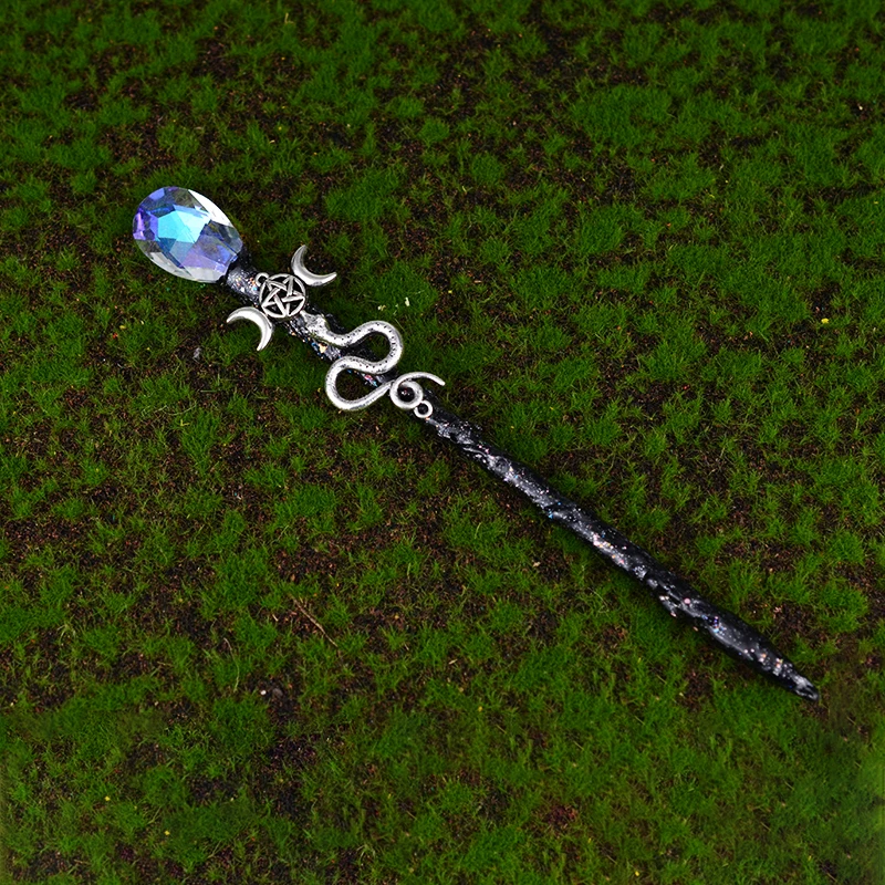 Triple Moon Snake Witch Wand Magic Crystal Fairy Wands Pagan Staff ...