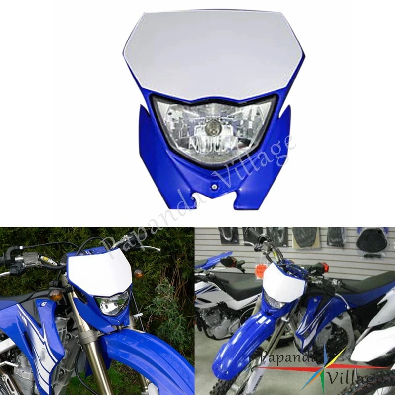 Motorcycle Blue White Off Road Motocross Supermoto Headlight Dirt Bike ...