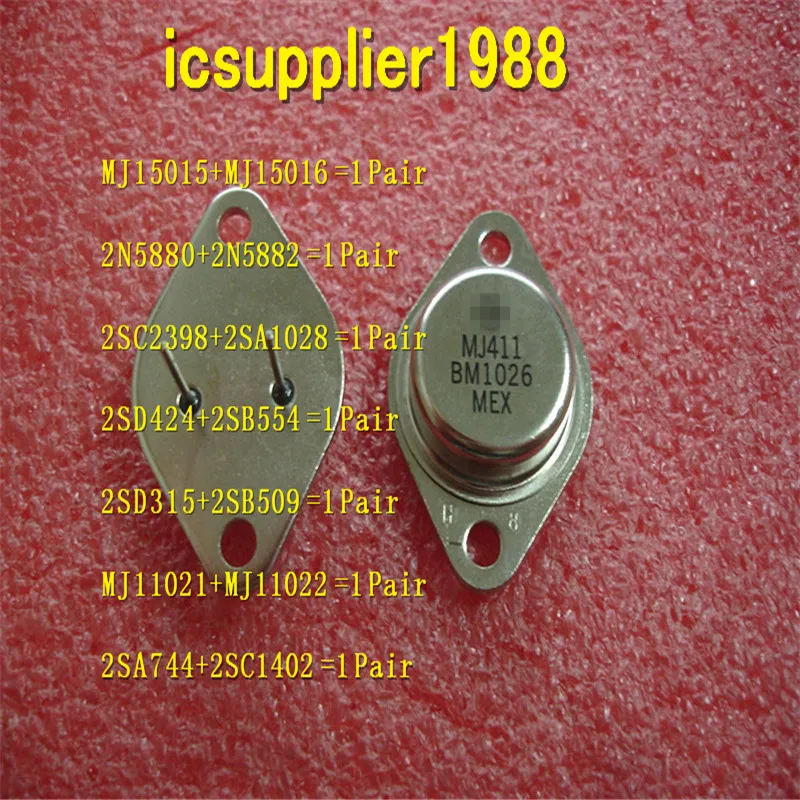 MJ15015 + MJ15016, 2N5880 + 2N5882, 2SC2398 + 2SA1028, 2SD424 + 2SB554 ...