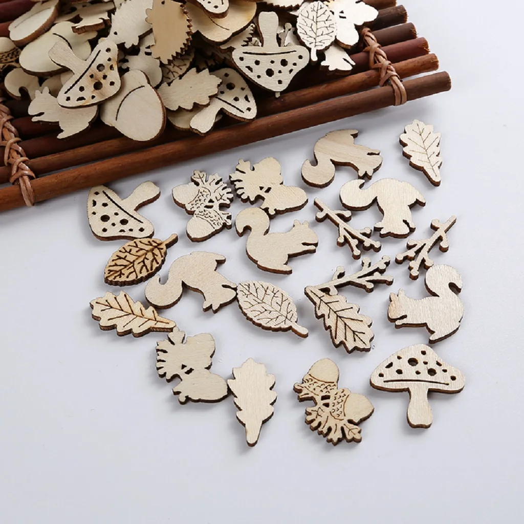 50 Lot Cut Wood Shapes Wooden Slices Mdf Cutout Shapes Embellishment ...