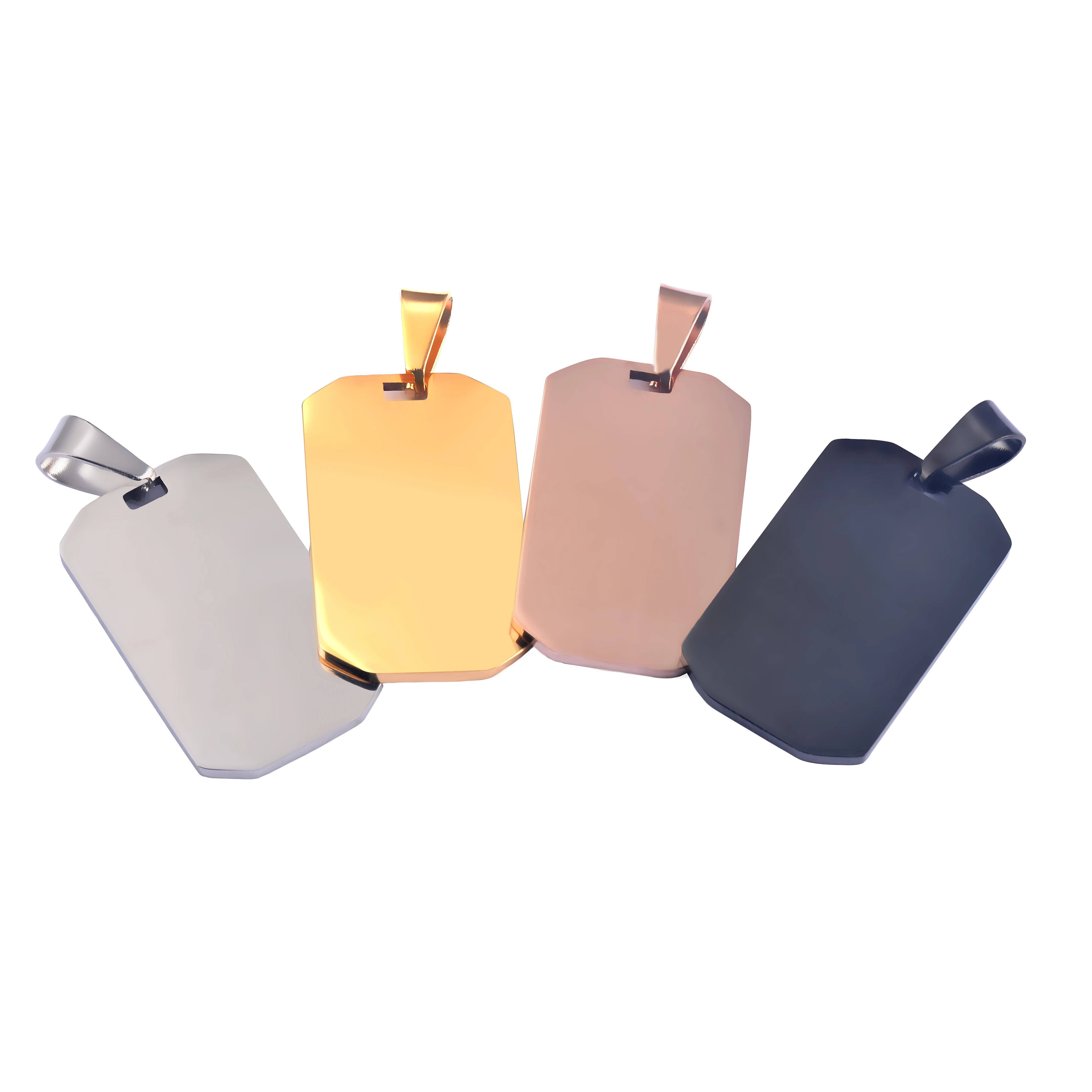 Trendy Stainless Steel Arm Tag Men Dogtag Pendant In Black Gold Rose ...