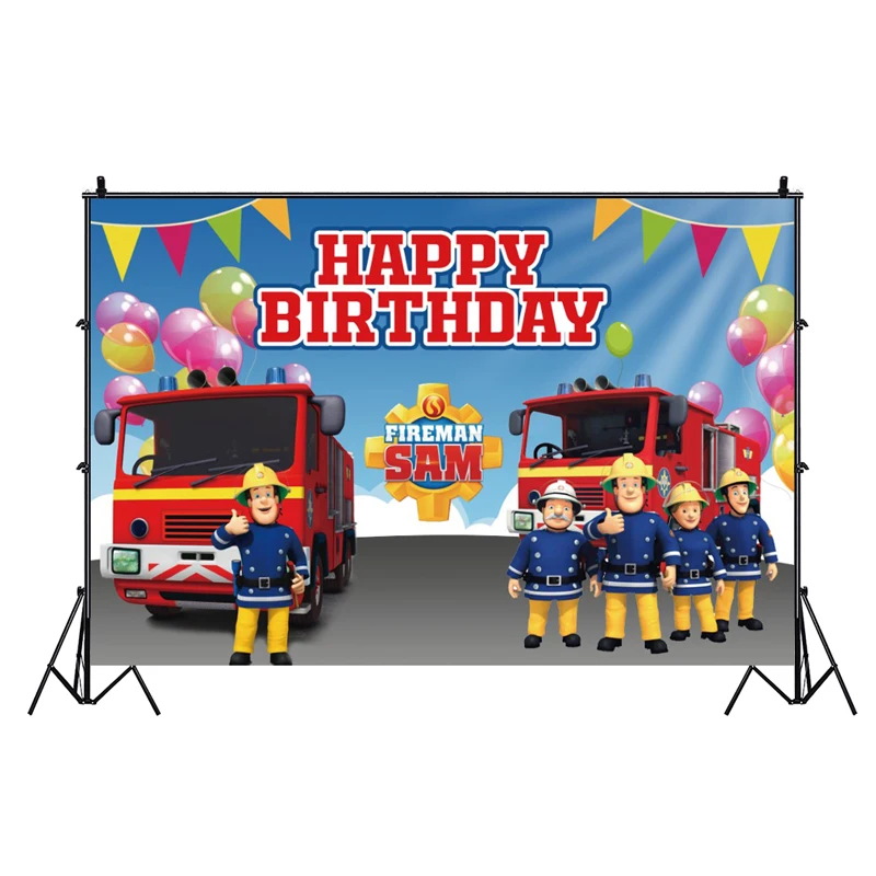 Fireman-Sam-Photography-Backdrop-Firefighter-Boys-Birthday-Party-Kids ...