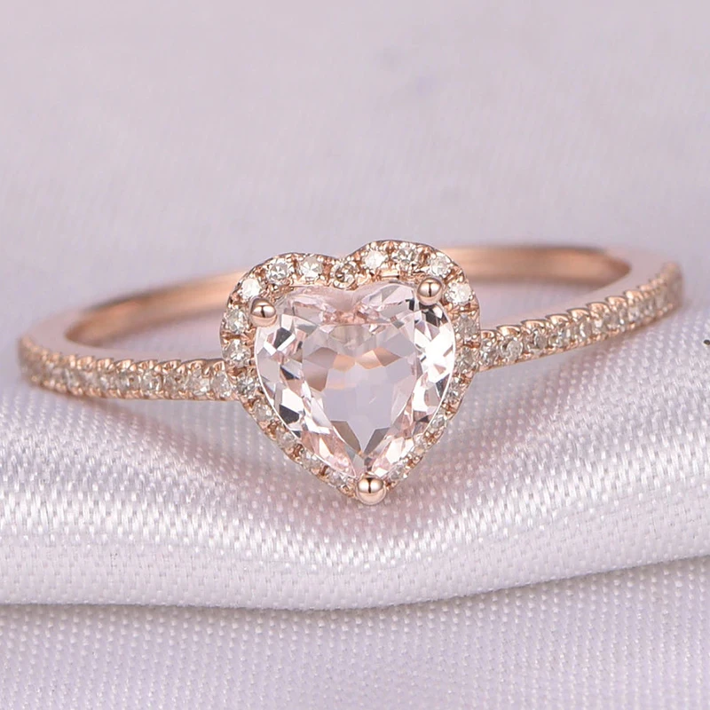 Anillos de boda en forma de corazón de cristal para mujer, anillos de ...