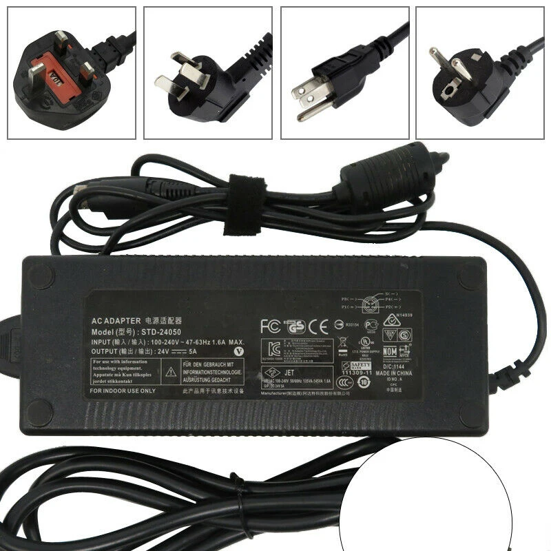 For-4-Pin-Adapter-Tech-STD-24050-Power-Supply-Charger-AC-Adapter-24V-5A ...
