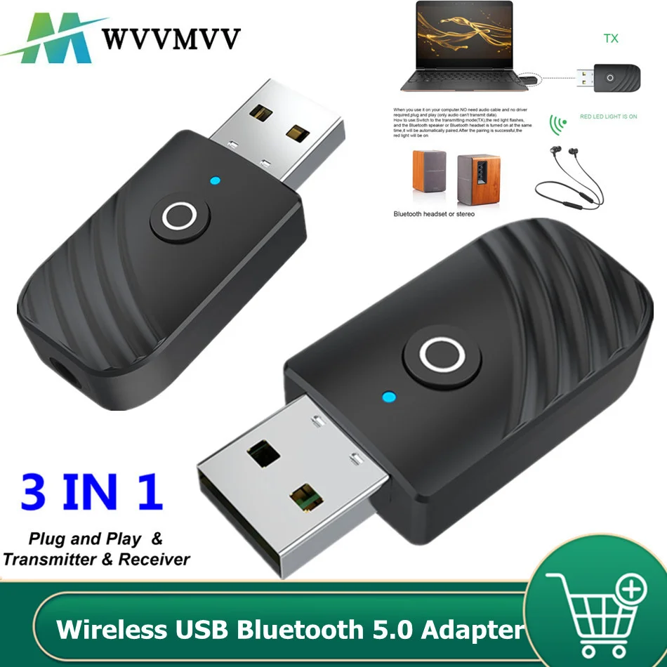 Bt 3 In 1 Wireless Usb Bluetooth 5.0 Adapter Audio Receiver Transmitter ...
