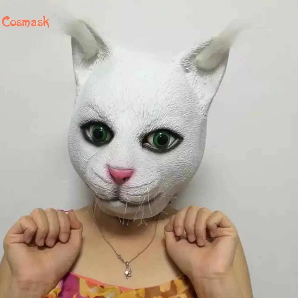 Halloween Cute Realistic Full Face Cat Cosplay Mask - AllCosplay.com