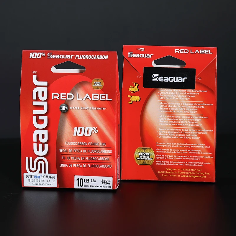 SEAGUAR línea de pesca Original, etiqueta roja, 6LB 12LB, 100% líneas de pesca de fluorocarbono ...