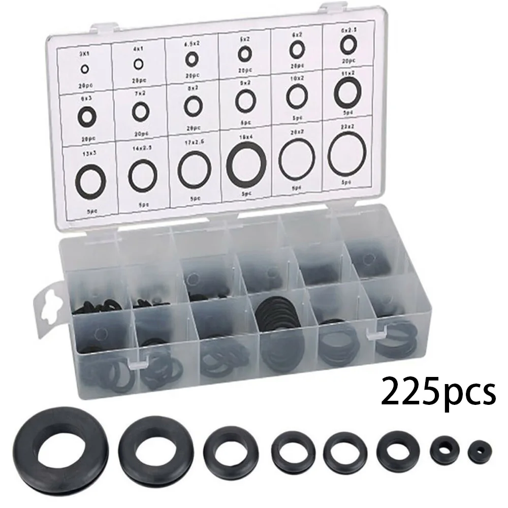 225Pcs-Rubber-O-Ring-Oring-Assortment-Kit-Acid-Gasoline-Oil-Resistant ...