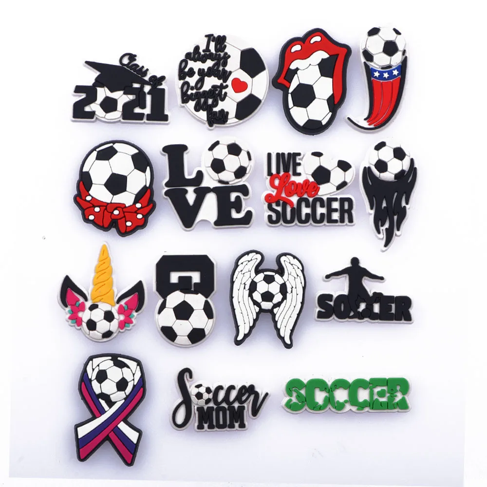 2021 Favorite Soccer Cloth Cartoon Crocks Charms Soft Pvc Sports ...