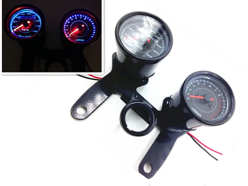Led Motorcycle Tachometer Gauge Odometer Speedometer Bobber Cruiser ...