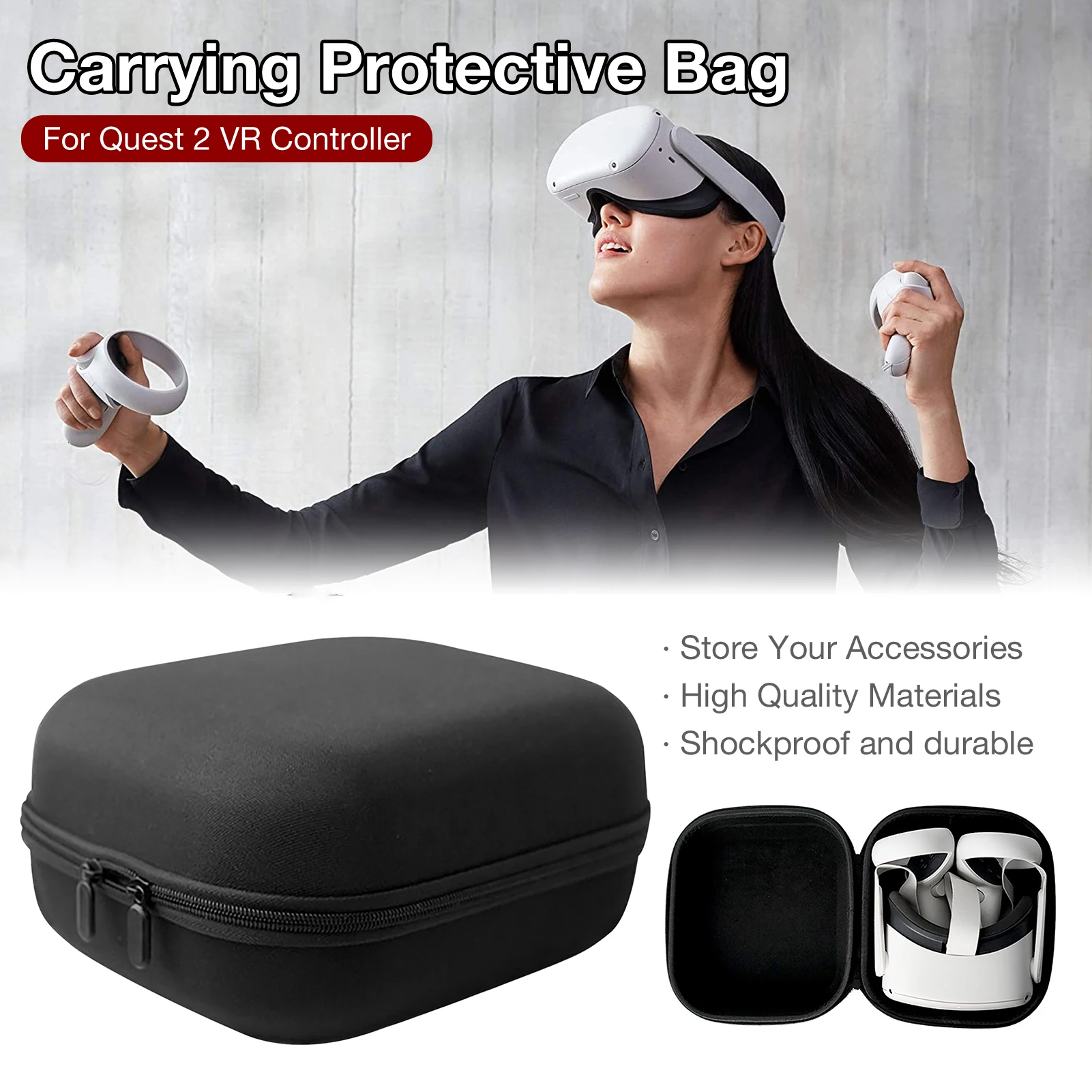 VR Accessories For Oculus Quest 2 VR Headset Travel Carrying Case PU ...